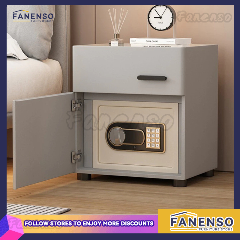 Fanenso Strongbox Safe Cabinet Bedside Table Integrated Solid Wood ...