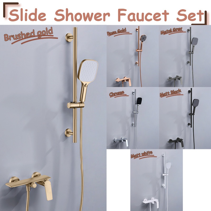 Slide Shower Bar Set Round Handwheel Brass Valve with 3 Functions ...