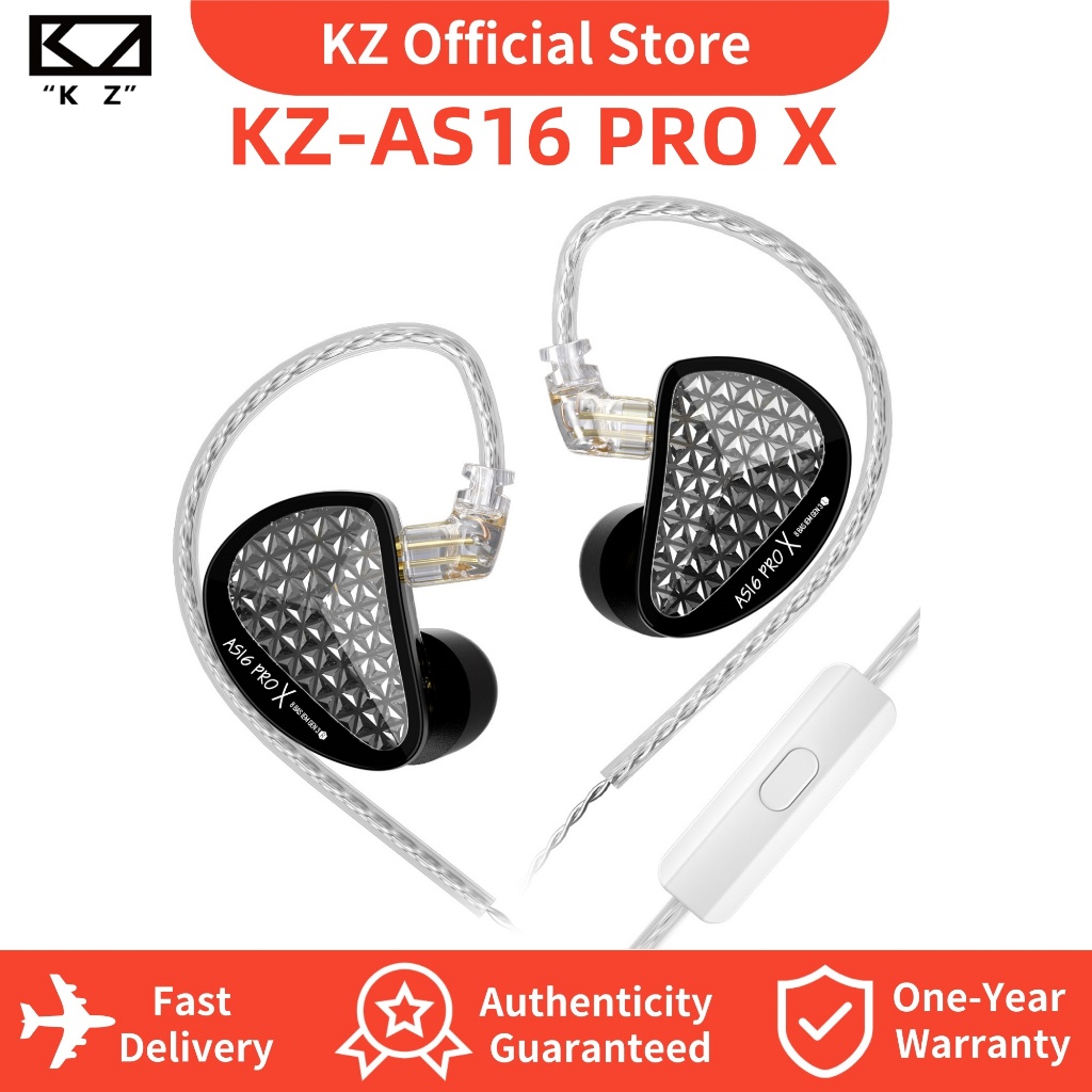 KZ AS16 Pro 16BA Professional IEMs with 3-Way Crossover HiFi Earphones Detachable Cable ...