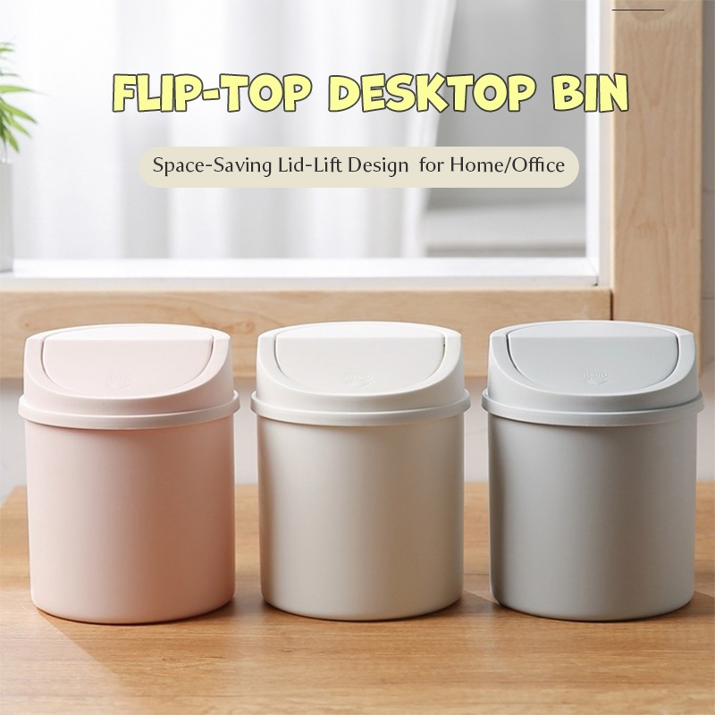 Mini solid color shaking lid desktop trash can cute small trash can ...