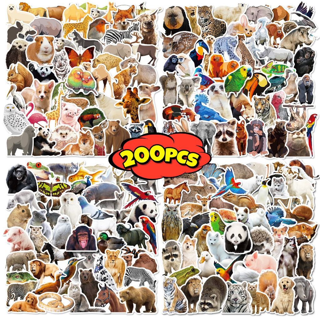 200Pcs Cute Animal Stickers, Zoo Animals Stickers, Realistic Animals ...