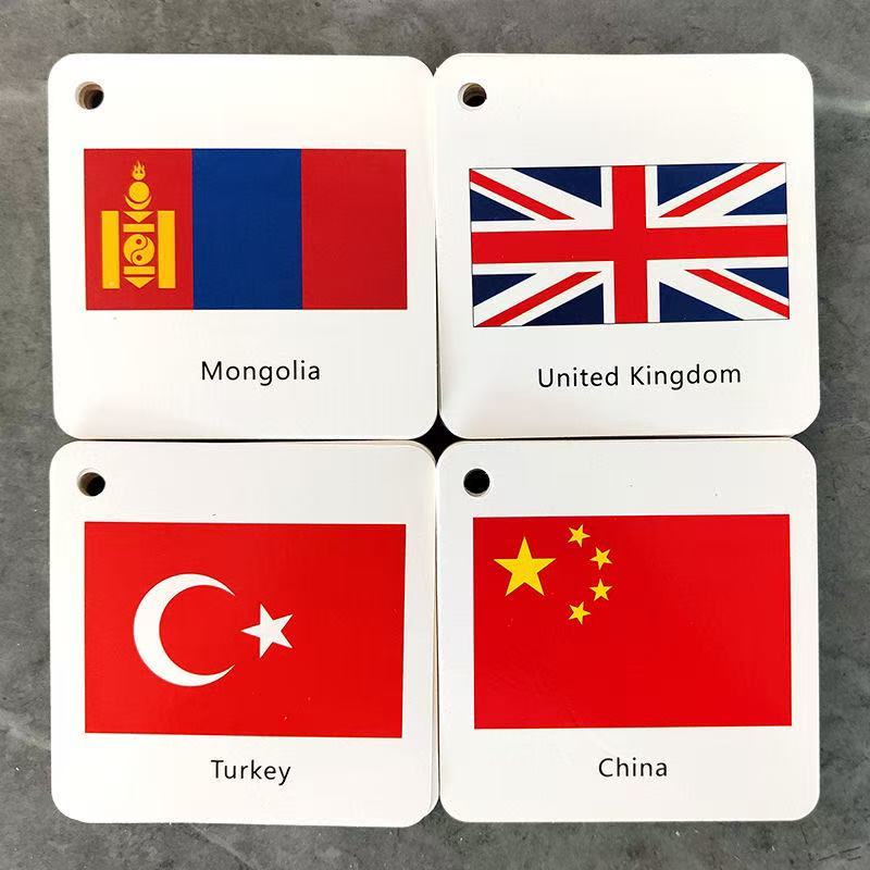 44pcs National Flag Flash Card World Country Flags Cards Children ...