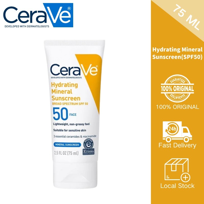 CeraVe Hydrating Mineral Sunscreen SPF 50+ & SPF 30+ Whitening ...