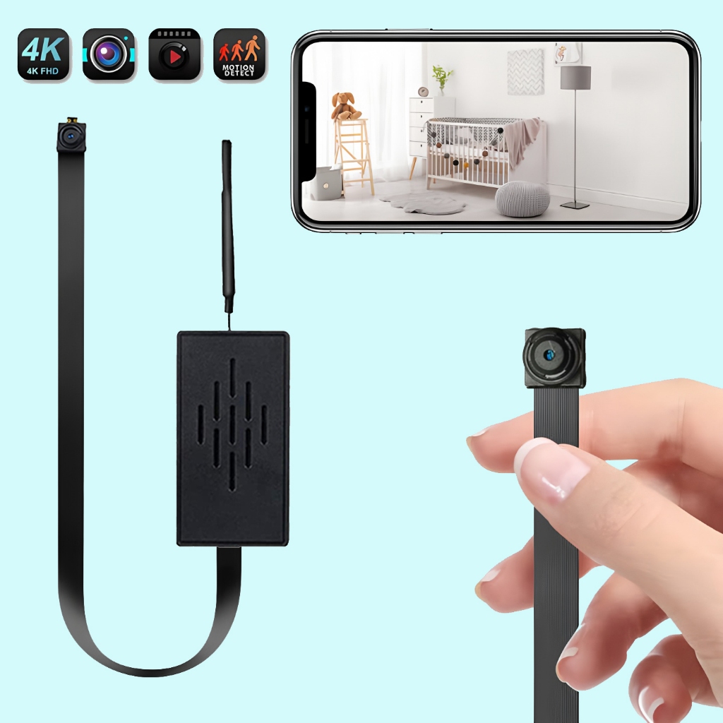 4K CCTV WiFi HD Mini Hidden Camera with Built-in Battery Ultra-Long ...
