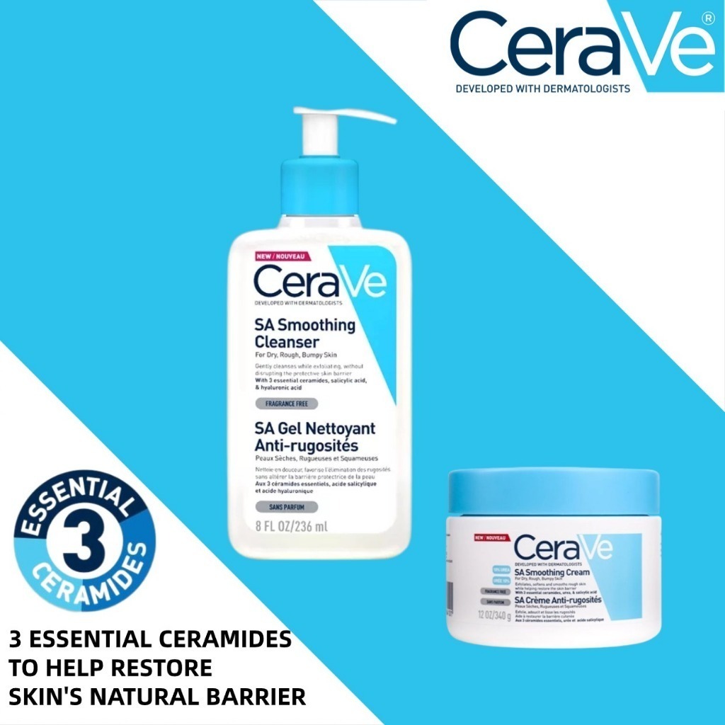 CeraVe SA Salicylic Acid Smoothing Cleanser Gentle exfoliator for acne ...
