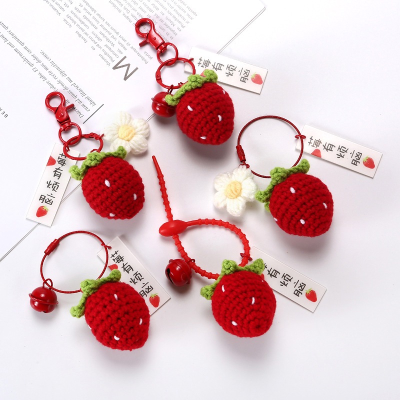 [New Style Wool Crochet Strawberry Keychain | Berry Have Trouble ...