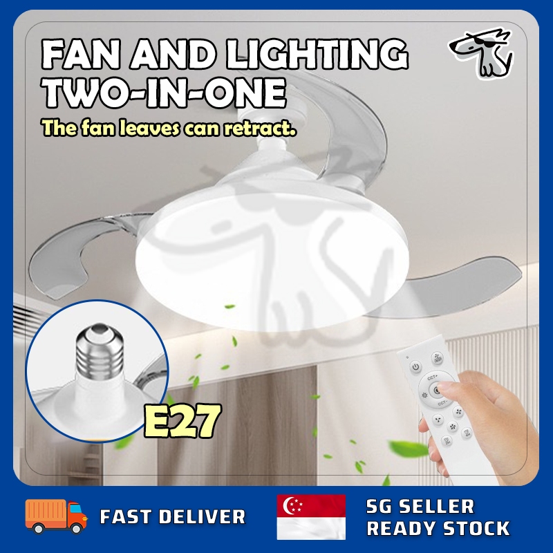 [SG Stock] Invisible Fan Light E27 Ceiling Fan With Light 30w App ...