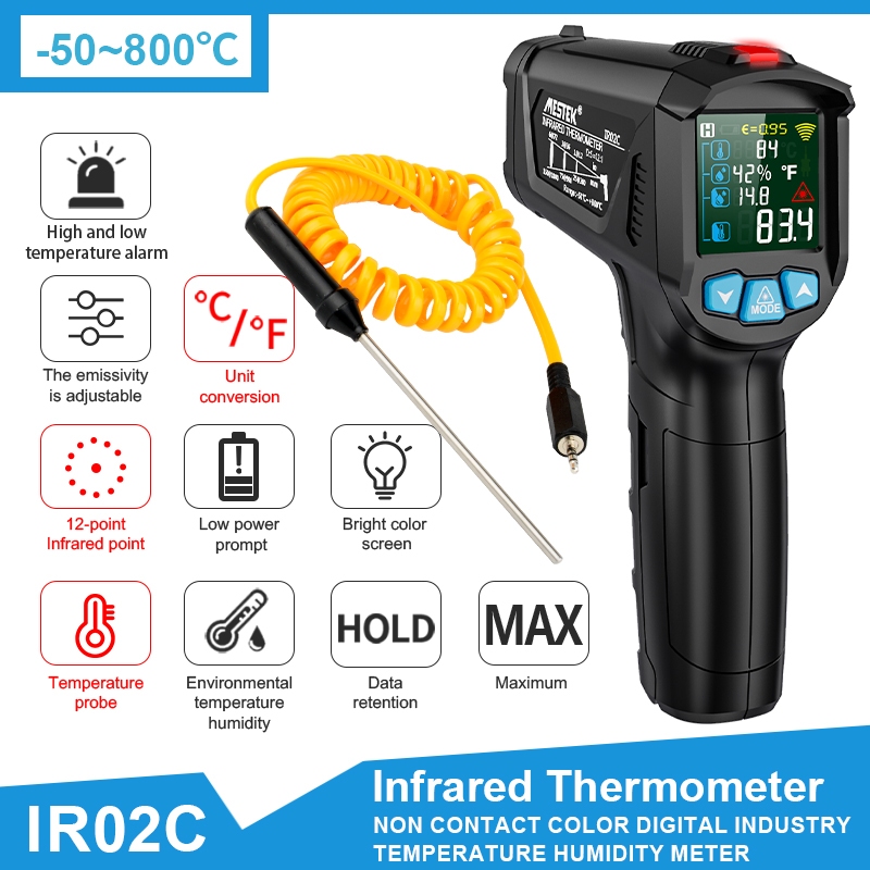 Industrial Infrared Thermometer Gun Non-contact Pyrometer Digital ...