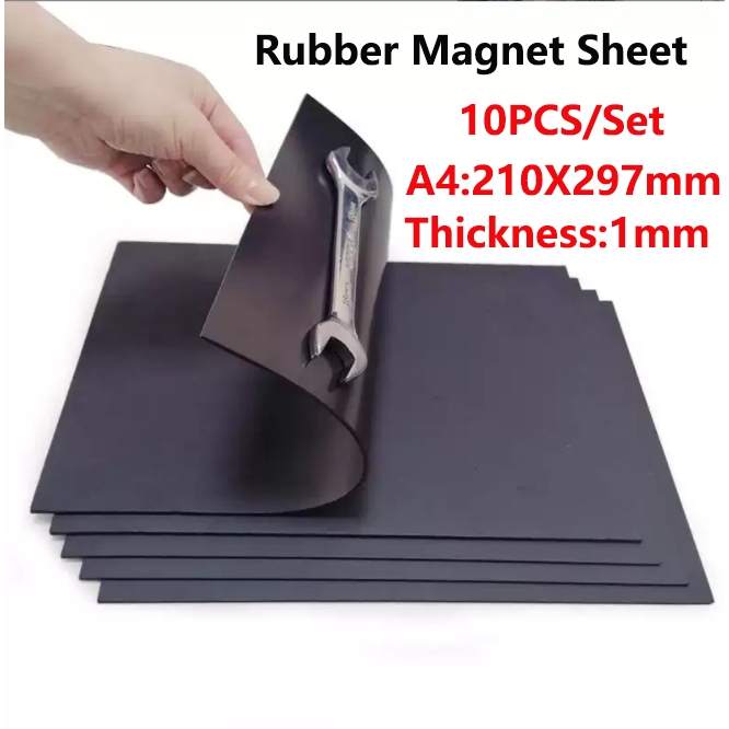 10pcs A4 Magnetic Sheet Ordinary Cuttable Ref Magnet Sheets with Self-Stick Adhesive for Home ...