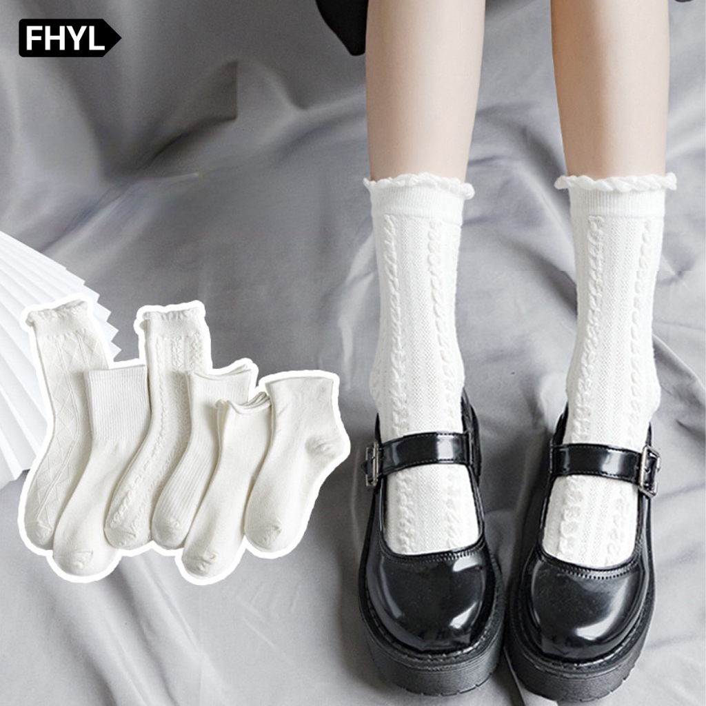 FHYL Classic Lolita/Cute Jk Style Socks White Lace Ruffles Mid-Tube ...