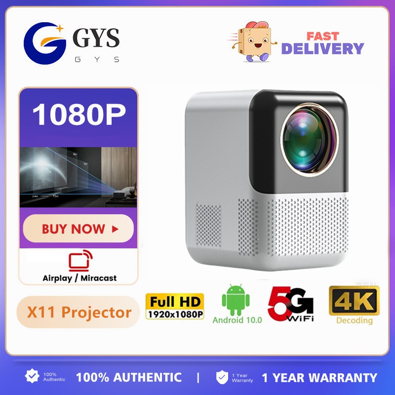【SG Stock】X11 Mini Projector 4K Full HD 1080P Electronic Focus 5G WIFI ...