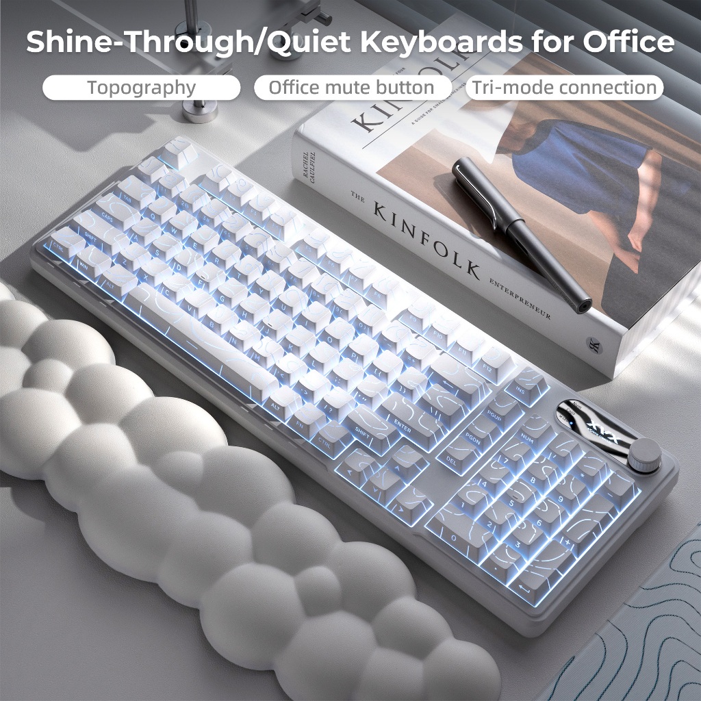 XVX K98 keyboard Silent Key Tri-Mode 100% Membrane Keyboard with ...