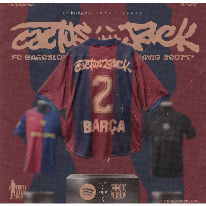 Travis Scott x FC Barcelona Retro 2000/01 Home Skeleton Jersey | Shopee ...