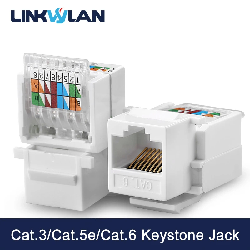 Linkwylan RJ11 RJ45 Toolless Cat3 Cat5e Cat6 Keystone Jack No Punch ...
