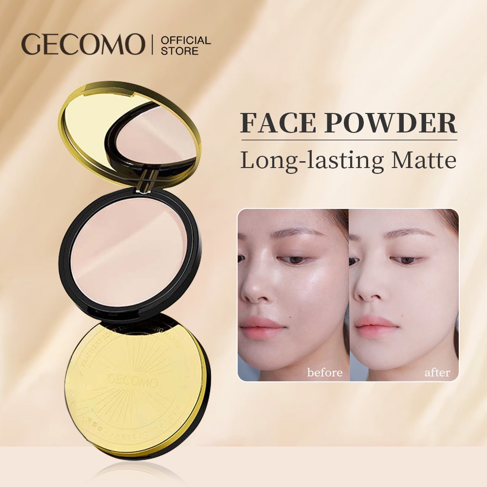 GECOMO Matte Compact Powder Long-lasting Flawless Setting Powder Makeup, Oil-control Waterproof ...