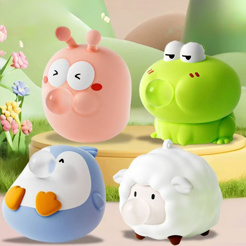 Cute Animal Spitting Bubbles Squish Squeeze Toy Anxiety Stress Relief ...