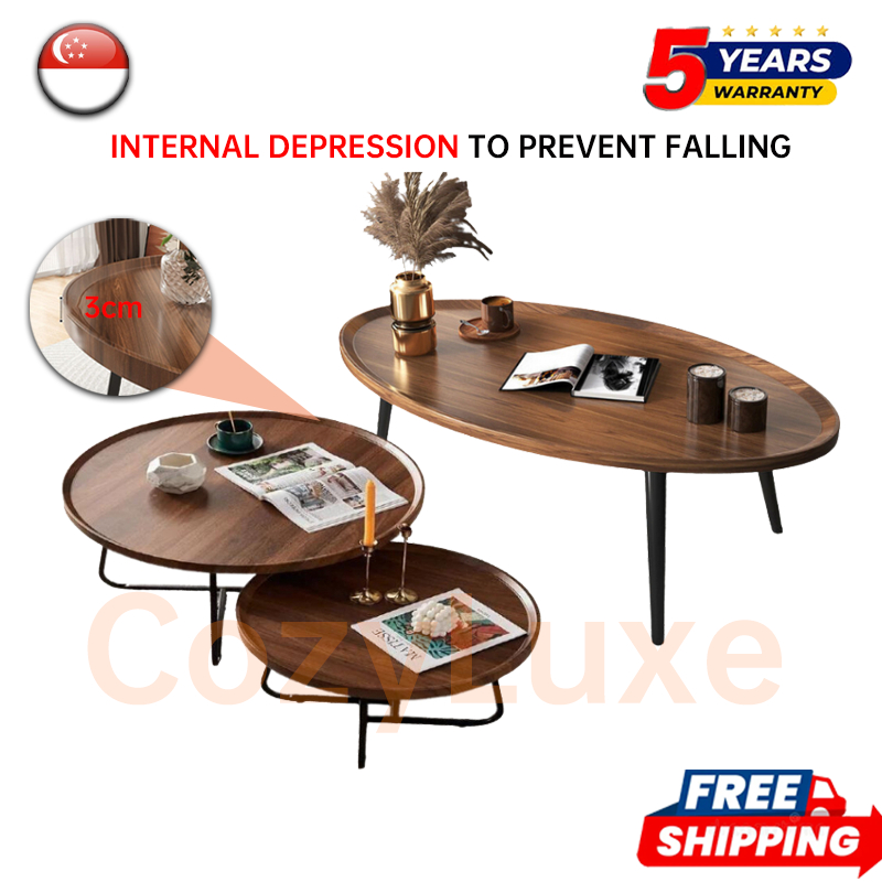 HDB Round Wooden Coffee Table | Bedroom Side Table | Bedside Table ...