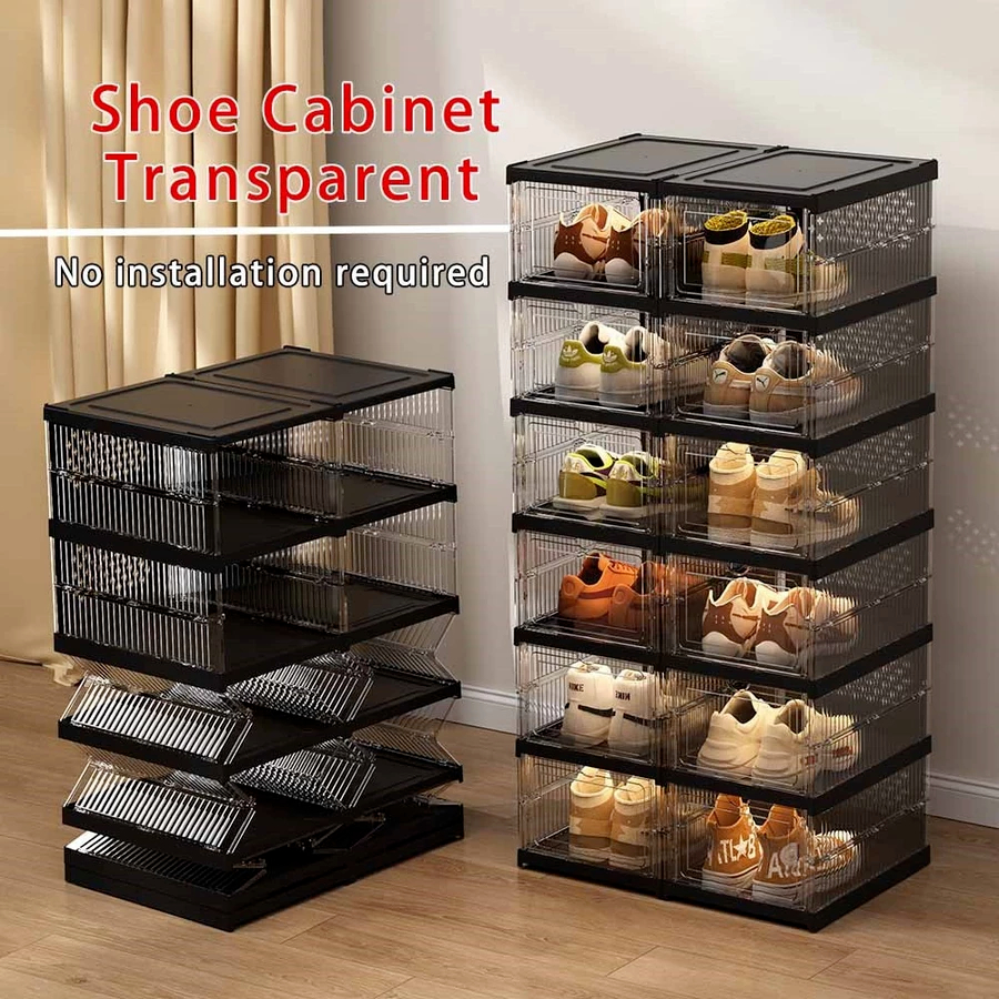 【Buy 2 Get 1 Free】【SG Stock】Shoe Box Foldable Storage Box Installation ...