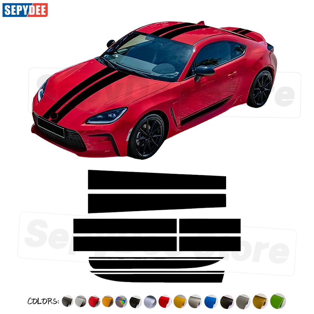 8 Pcs/Set Bonnet Hood Roof Trunk Vinyl Decal Door Side Stripes Sticker ...