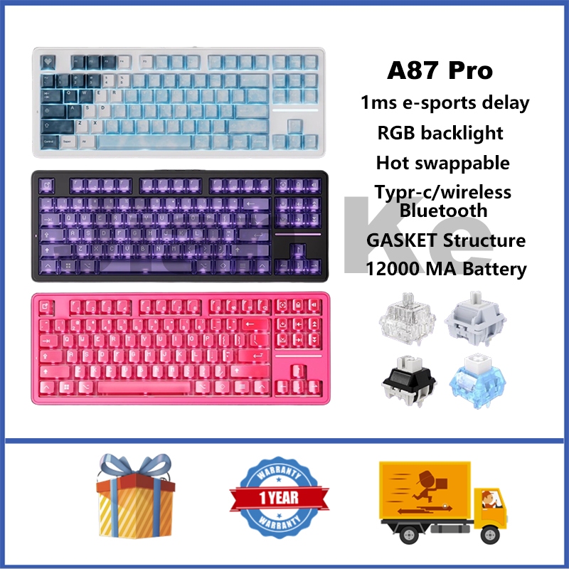 ATK A87 Pro Wireless Mechanical Keyboard 75% Hot swappable RGB GASKET Custom Gaming Keyboard ...