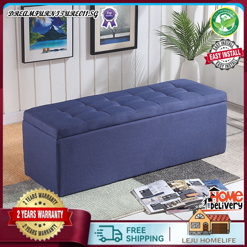 Ottoman TSM Fabric Linen Storage Bench | Ottoman | Storage Stool ...