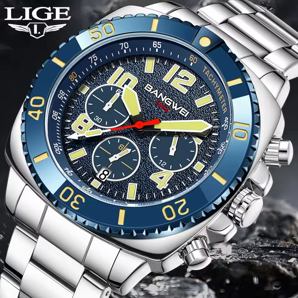 LIGE Men Watch BW Series Quartz Watch Luminous Luxury Chronograph ...