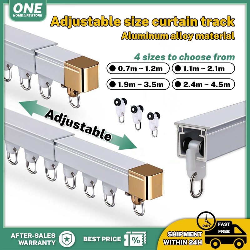 Aluminum alloy retractable curtain track adjustable silent curtain rail ...
