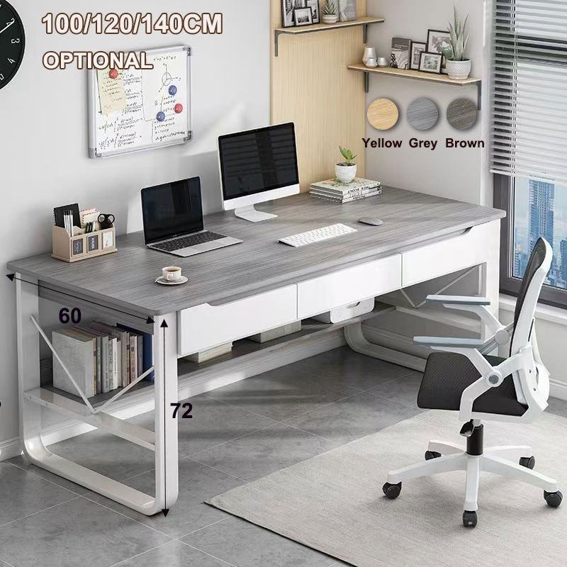 Study Desk With Drawers Wooden Office Desk Computer Table Storage Table ...
