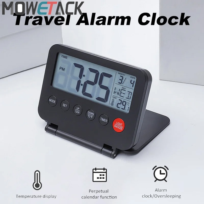 Travel Alarm Clock Ultra-thin Small Digital Clock Folding 2 PCS AAA ...