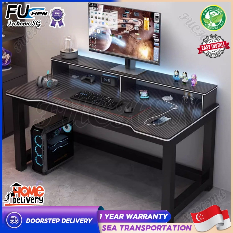 BOUSSAC Desk Organiser Carbon Fibre Computer Table Standing Desk Gaming ...