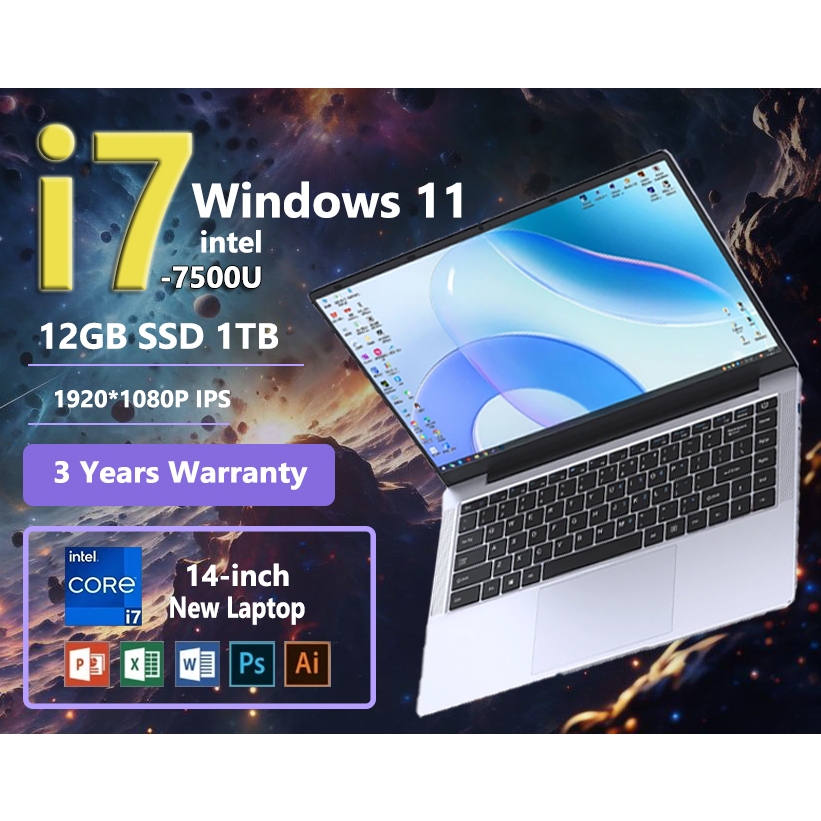 【3 -years warranty)】2025 Ultra Slim i7 Laptop Computer PC 14.1" intel ...