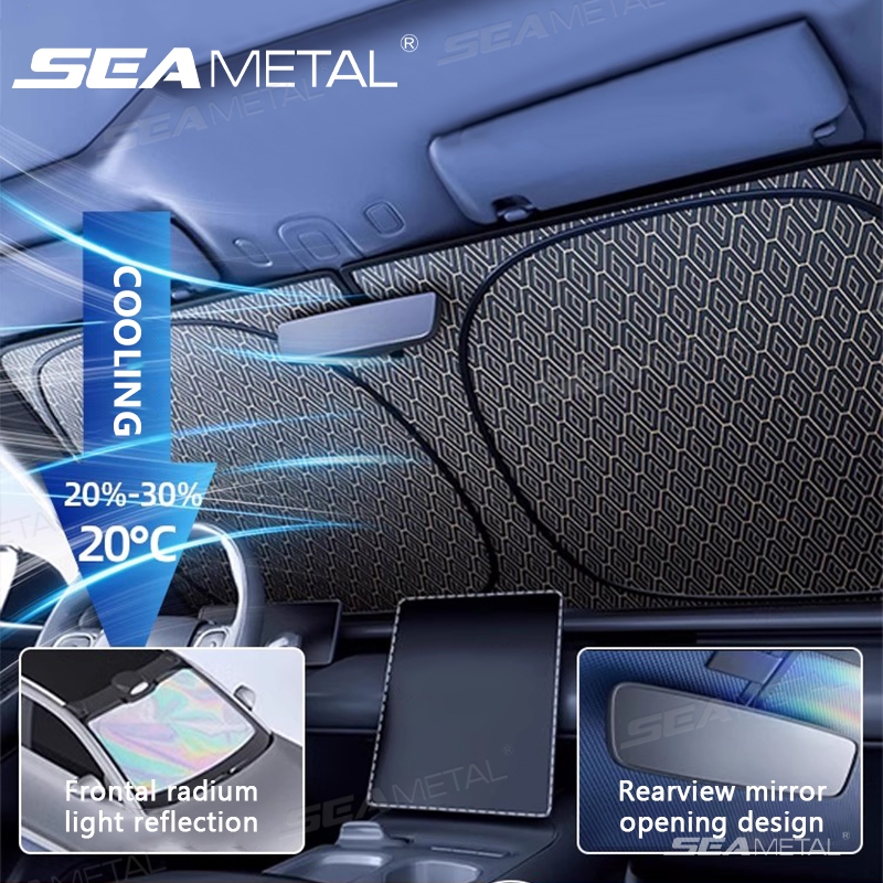 SEAMETAL Car Sun Shade Front Windscreen Laser Foldable Sun Protection ...