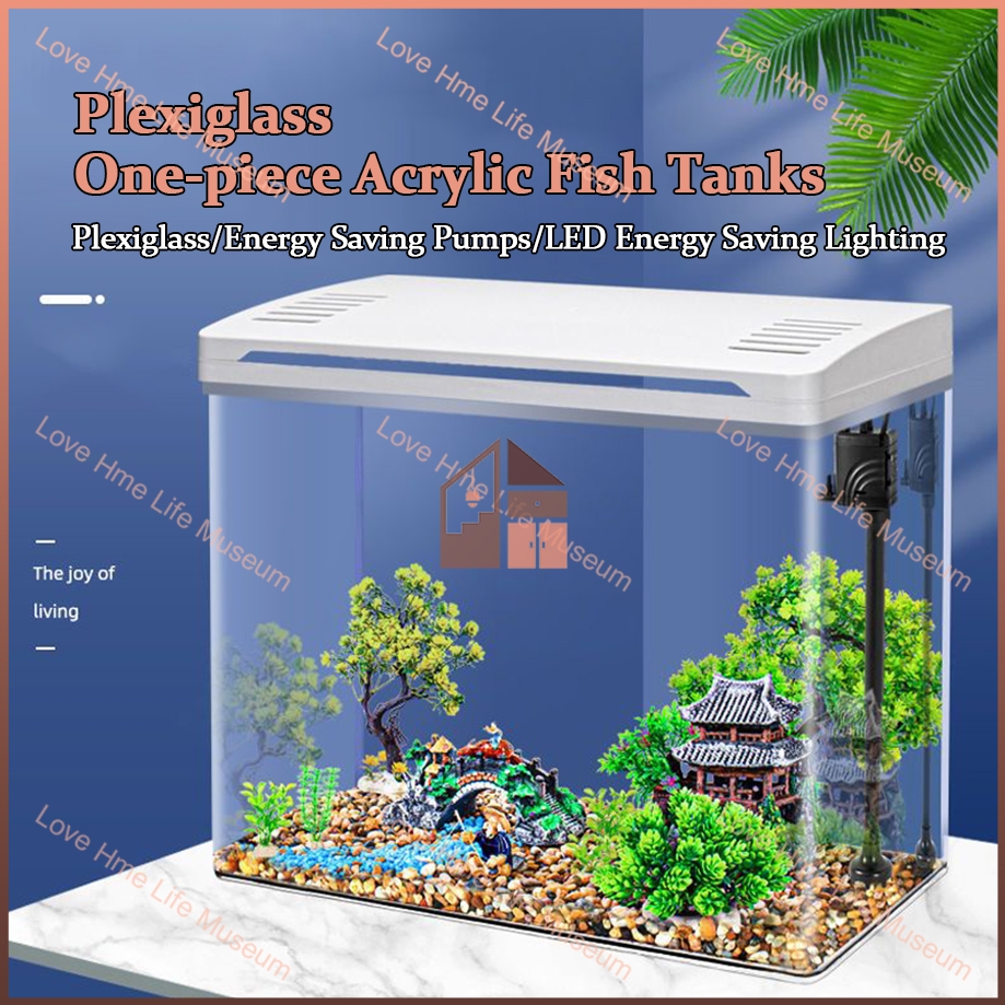 Acrylic Fish Tank Living Room Household Aquarium Plexiglass Integrated ...