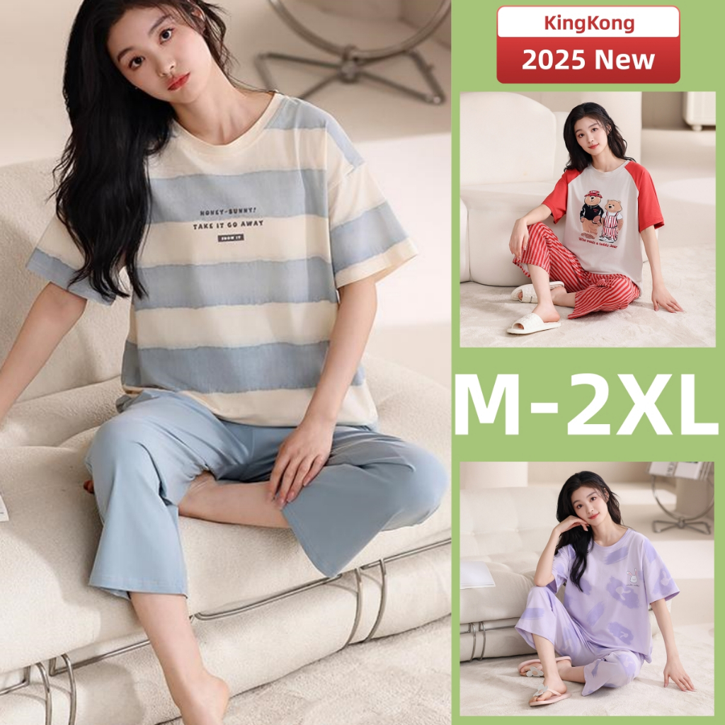 100% Cotton Pajamas Women Pyjamas Set Summer Short Sleeve Sleepwear ...