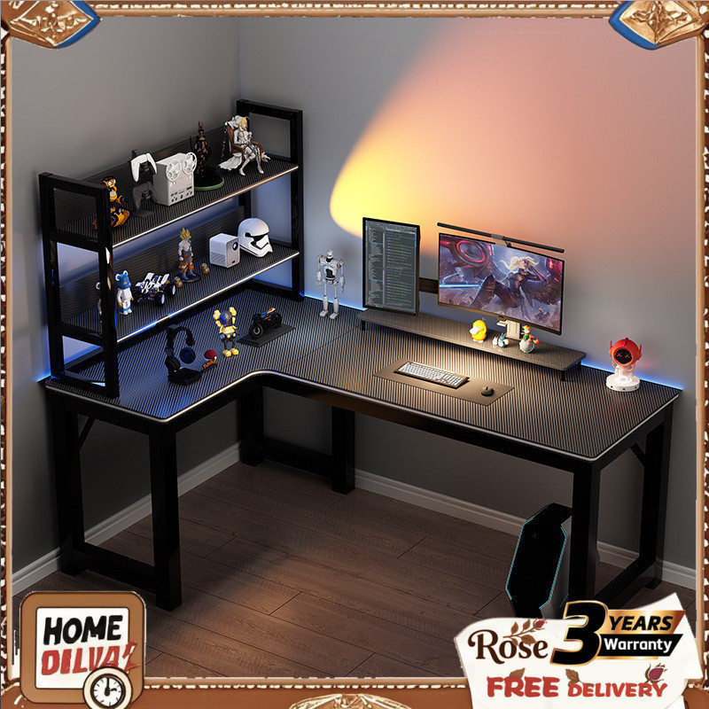 Corner L Shape Table Computer Table Organizer Gaming Table Carbon Fibre ...