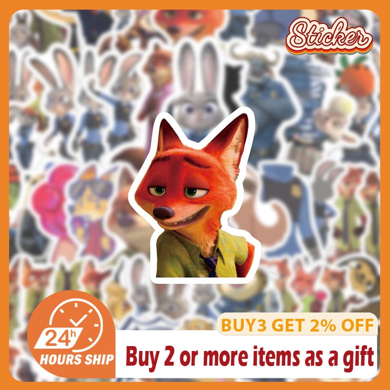60PCS Disney Animated Zootopia Stickers Graffiti Funny Judy Hopps Nick ...
