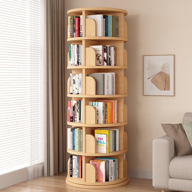 Bookshelf Storage Rack Cabinet Book Shelf Movable Rotating Bookshelf ...