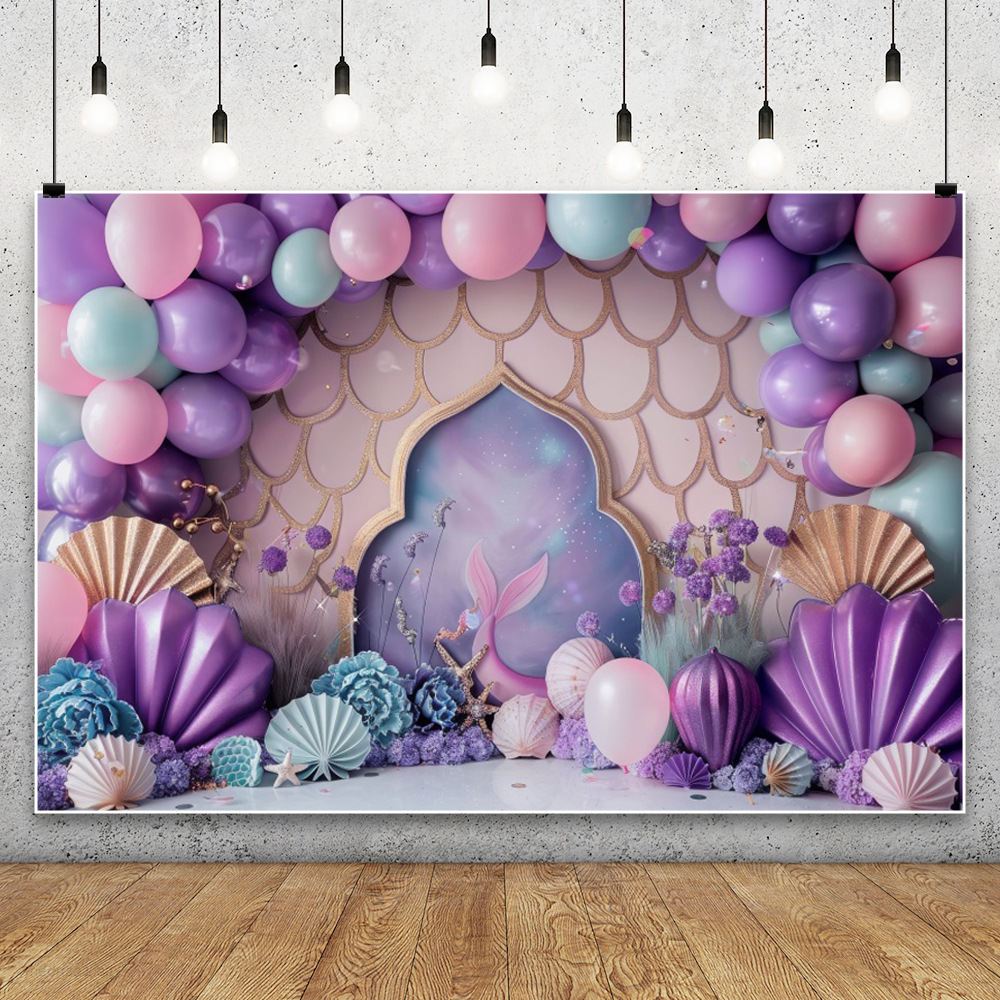 100*150cm Mermaid Theme Party Backdrop Cloth Birthday Photography ...