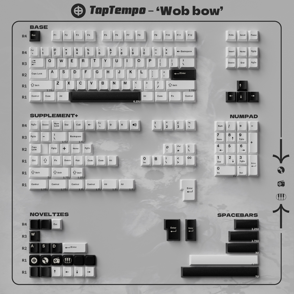 Taptempo BOW keycap Minimalist White cherry profile PBT Double shot ...
