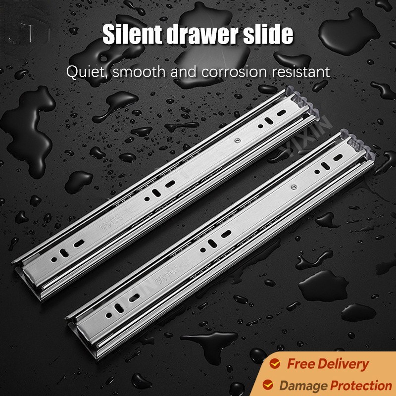 YIXIN Heavy-duty Slideway Drawer Track Thickened 3-section Mute ...