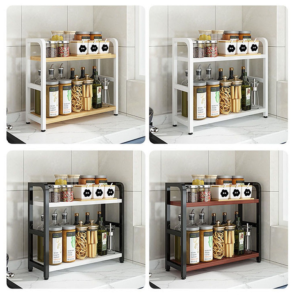 [SINGAPORE STOCK] 2 Tire Condiment Shelf Rack Kitchen Countertop ...