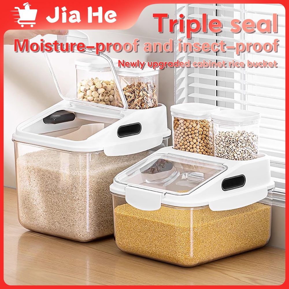 Rice Dispenser 5kg 10kg Container Kitchen Nano Bucket Transparent Air ...