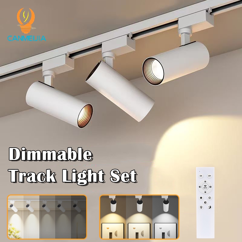 Dimmable Track Light Set Tri-color COB Rail Spot Light 20W Ceiling ...