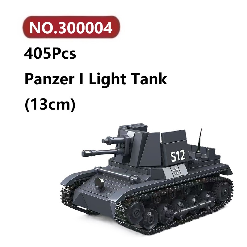 Panzer I Light Tank WW2 Building Blocks 405 Pcs Third Party Tank Bricks ...