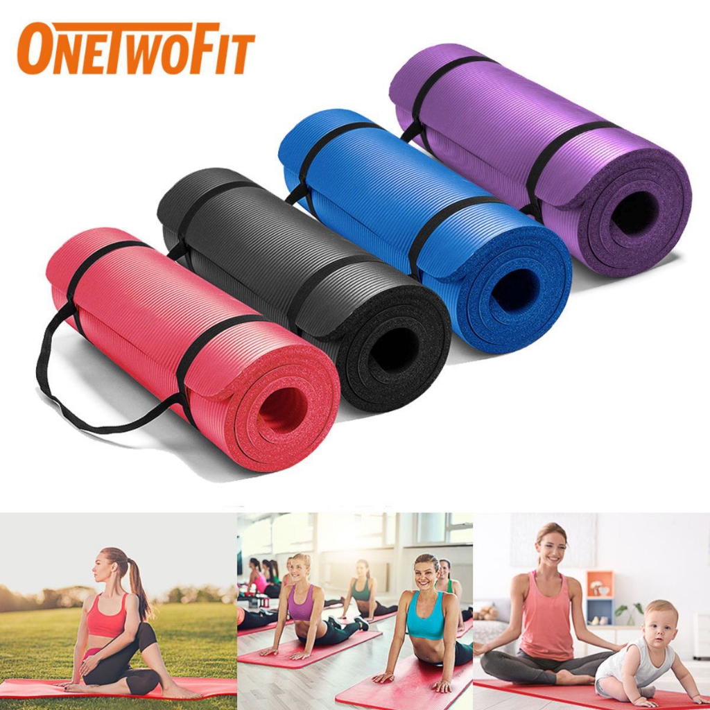 OneTwoFit Yoga Mat 10mm Non-slip Soft Yoga Mat for Fitness Exercise ...