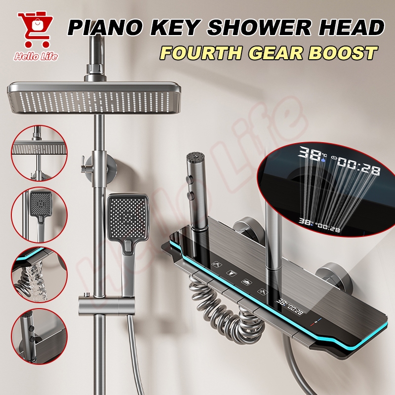 【SG】Shower Set Rain Shower Piano Button LED Digital Display Ambient ...