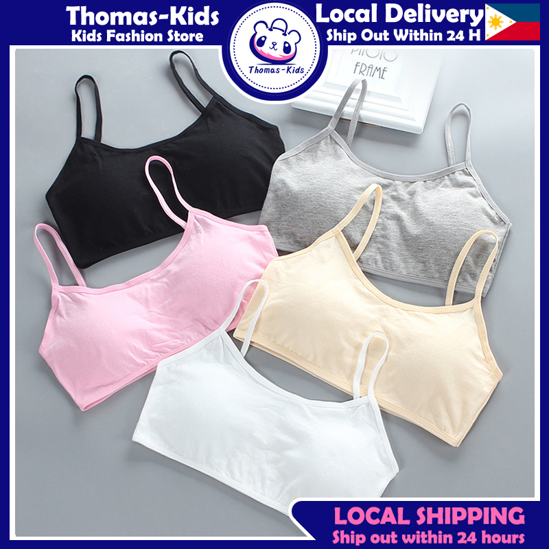 [Local Shipping] 8-18Y Girls Sports Bra One Size Cotton Blend Solid ...