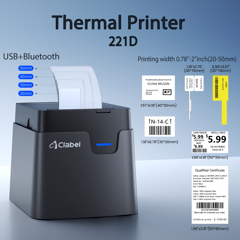 【Free gift】CLABEL 221D Desktop Thermal Printer Bluetooth | 80mm GST ...