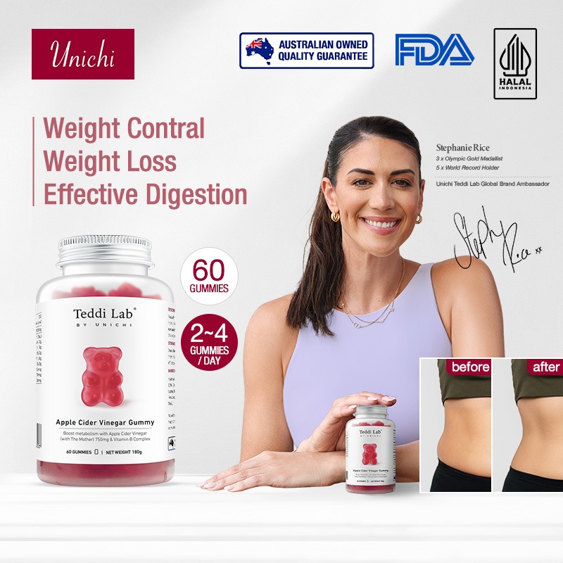 【Official】Unichi Apple Cider Vinegar Teddi Lab Gummy (60 Gummies) Apple ...