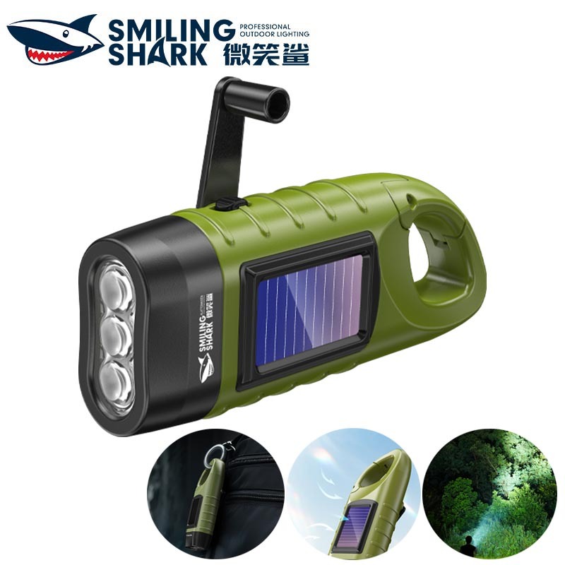SmilingShark YJD295 LED Solar Flashlight Hand Power Generation Torch ...